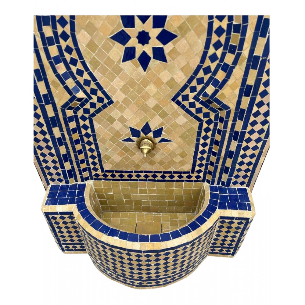 FUENTE ARABE ARTESANAL COLOR TOSTADO Y AZUL OSCURO